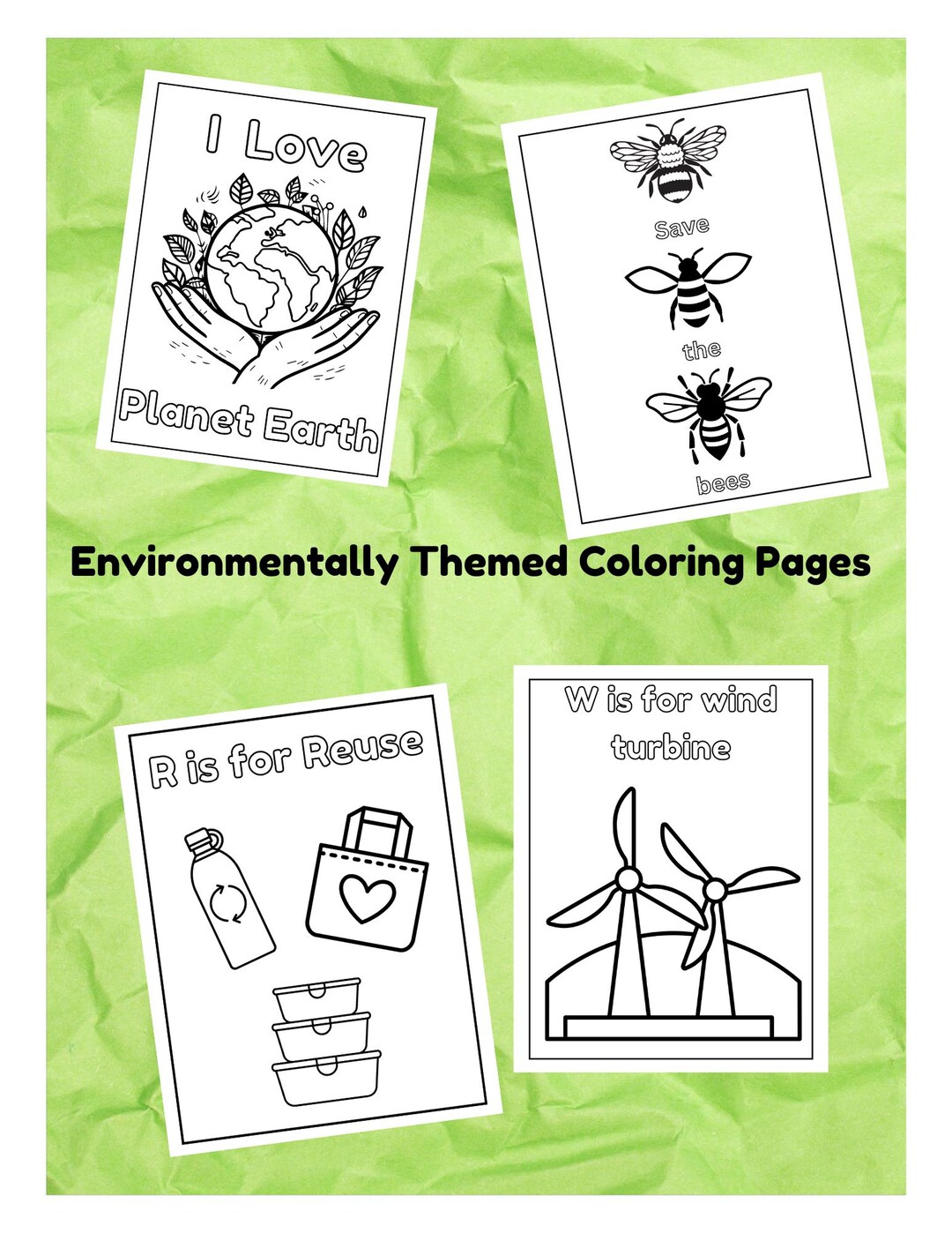 12 Environmentally Themed Coloring Pages, Coloring Pages for Kids, Care ...