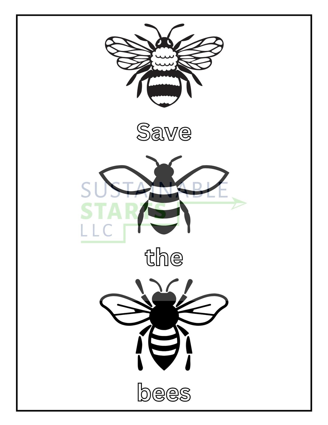Save the Bees Coloring Page, Coloring Page for the Environment, Preschool Activity, Sustainable ...