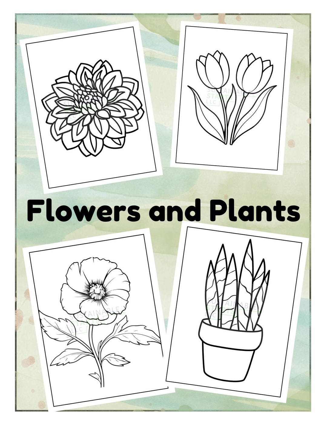Flowers and Plants Coloring Pages: 15 Simple Designs (digital Download ...
