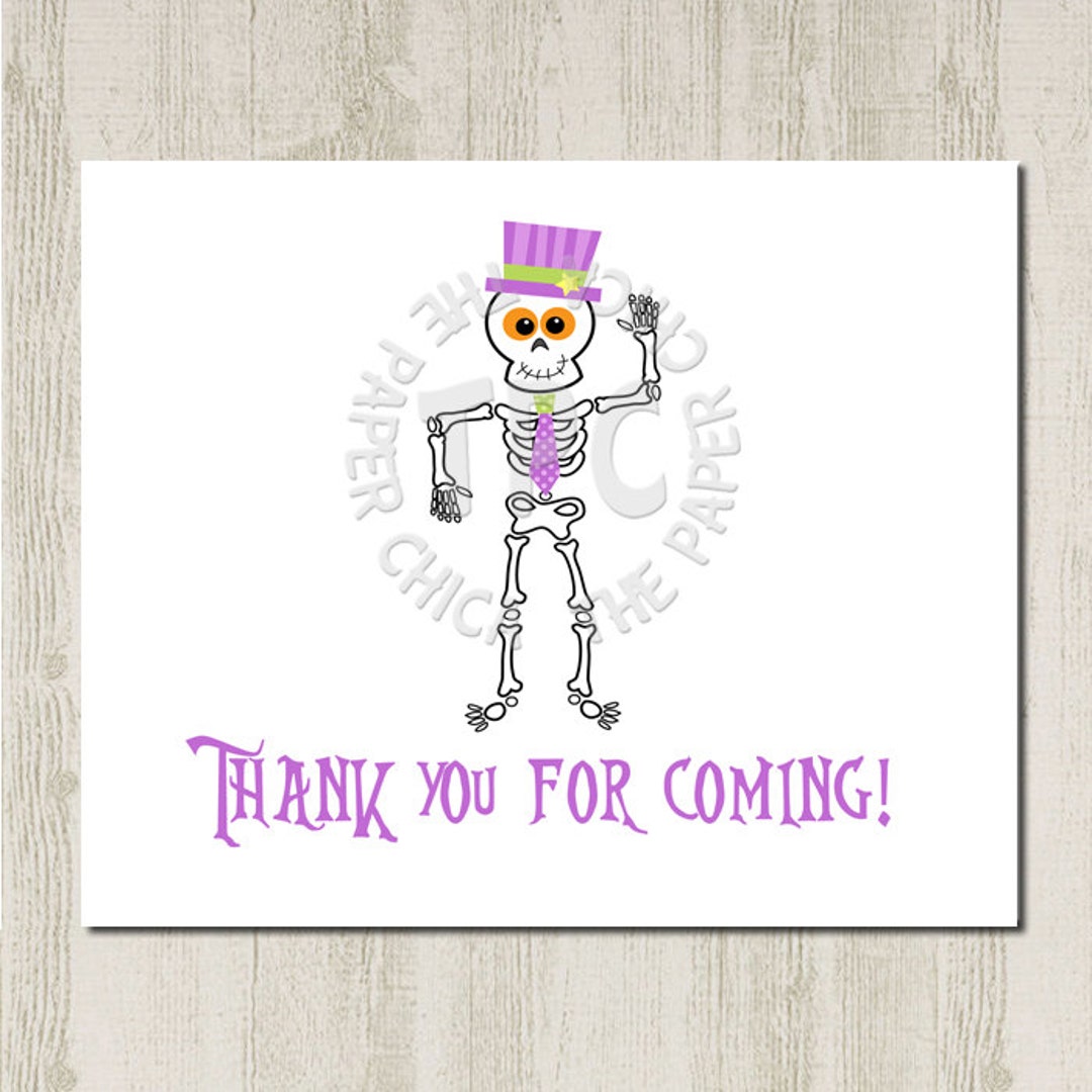 Set of 12 SILLY SKELETON Thank You Cards/ Personalized Note Cards ...