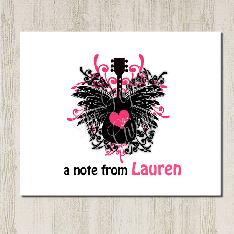 Set of 12 ROCKSTAR DESIGN Personalized Note Cards / Folded Note Cards ...