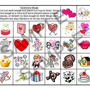 Valentine Bingo Game - Etsy