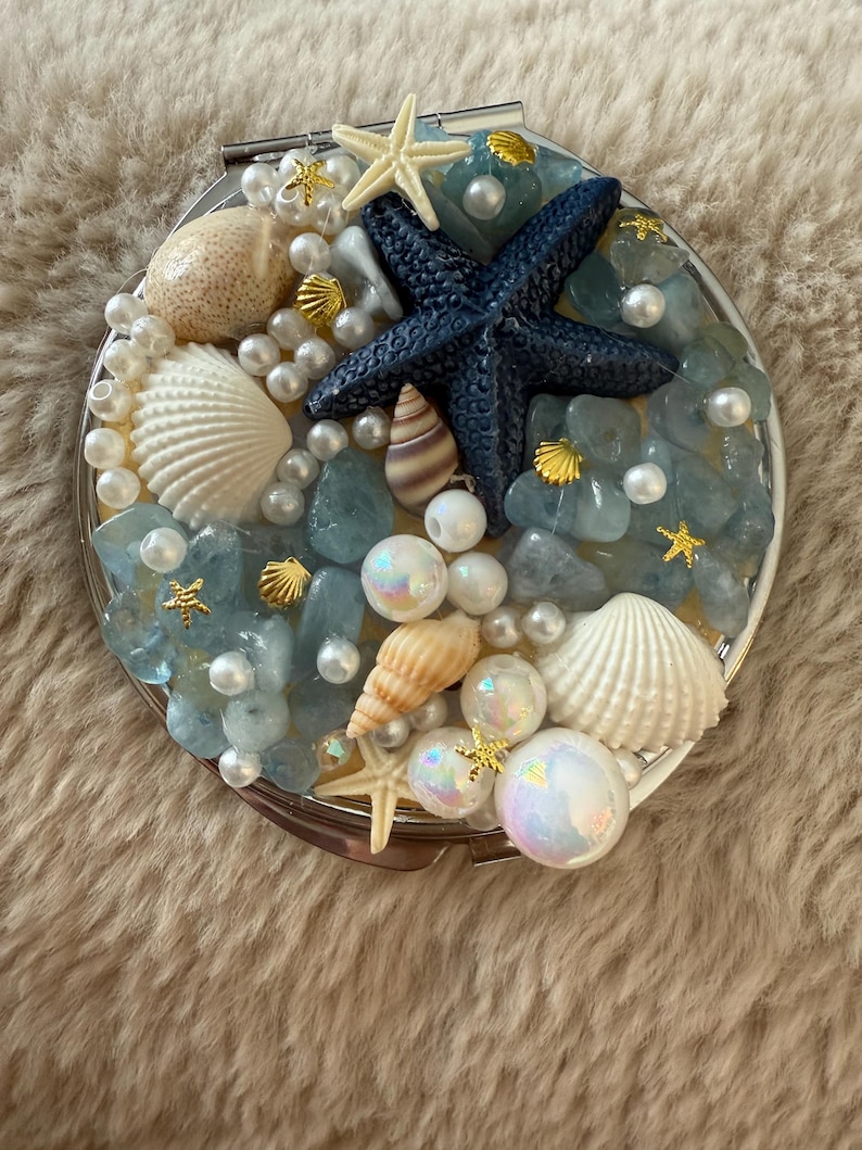 Coastal Pocket Mirror, Custom Pocket Mirror, Beachy Pocket Mirror ...