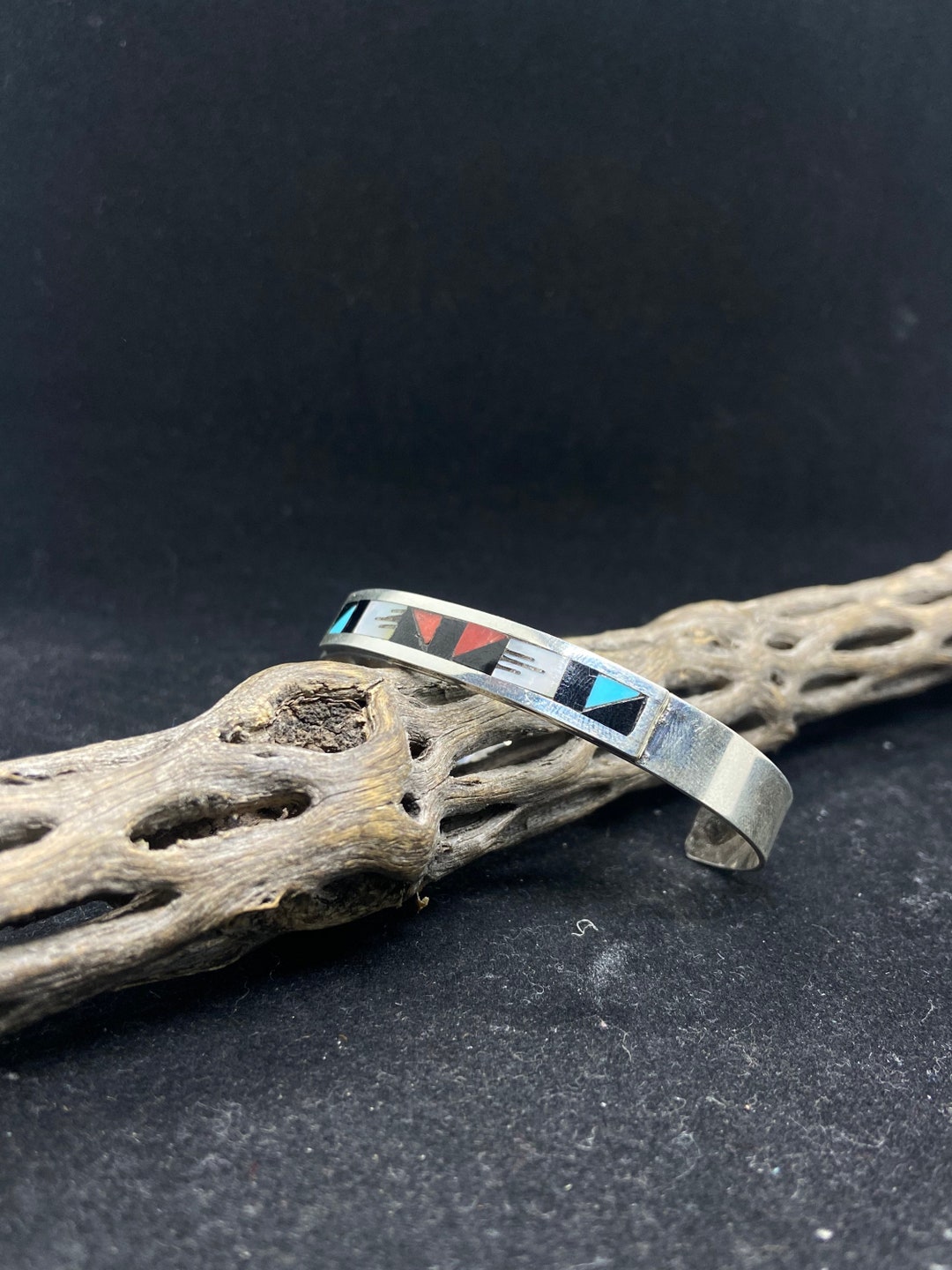 Handmade Native American Zuni Inlay Multicolor / Multi Stone Sterling ...