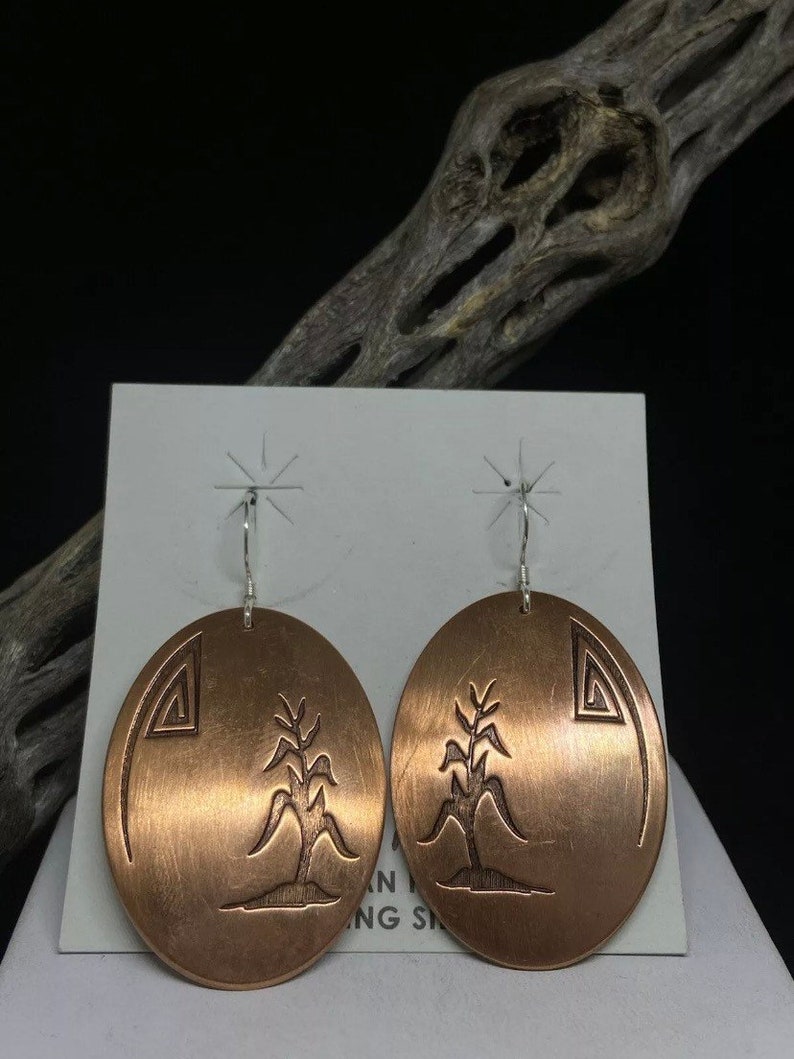 Handmade Native American Navajo Copper Corn Stalk Earrings | Etsy