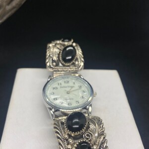 Handmade Native American Navajo Black Onyx Leaf Sterling Silver Mens ...