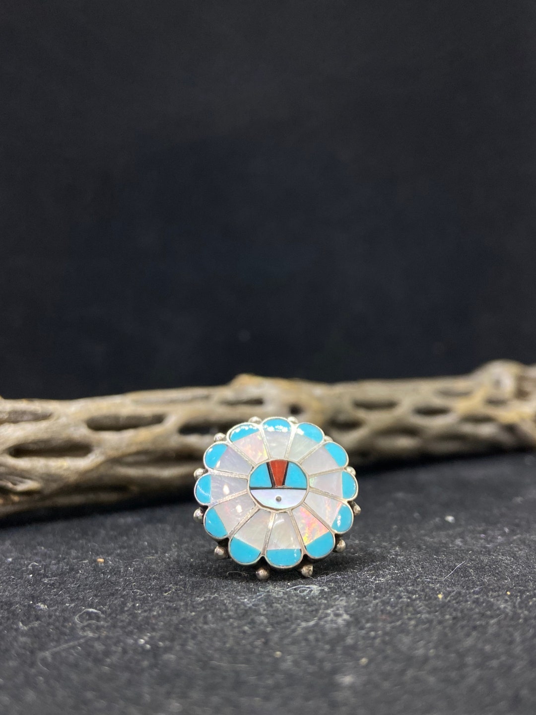 Handmade Native American Zuni Inlay Sleeping Beauty Turquoise - Etsy