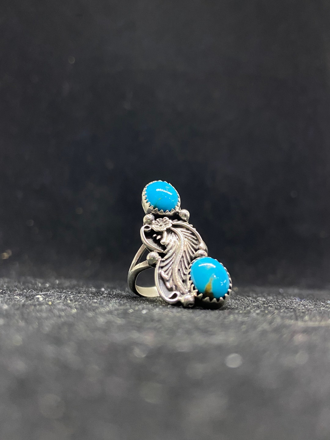 Handmade Native American Navajo King Man Turquoise Sterling Silver ...