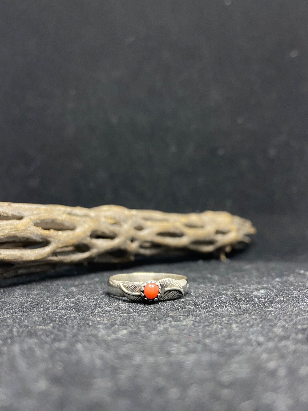 Handmade Native American Navajo Ox Blood Coral Sterling Silver Leaf ...
