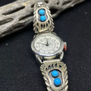 Handmade Native American Navajo Sleeping Beauty Turquoise Bear Paw ...