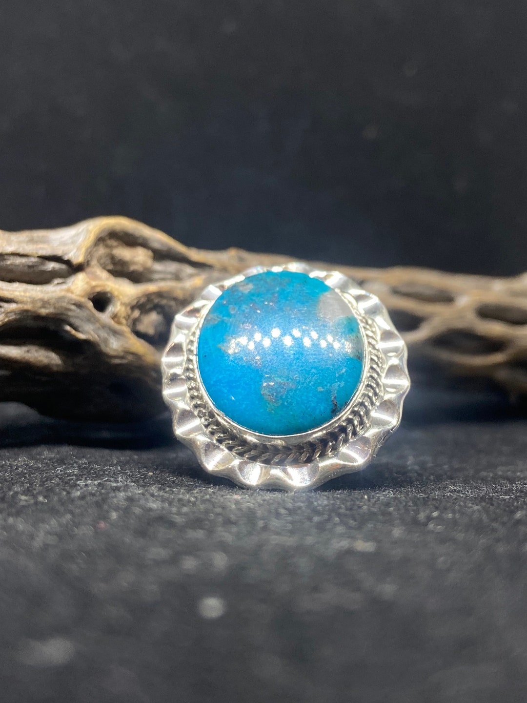 Handmade Native American Navajo Apache Blue Turquoise Sterling Silver ...