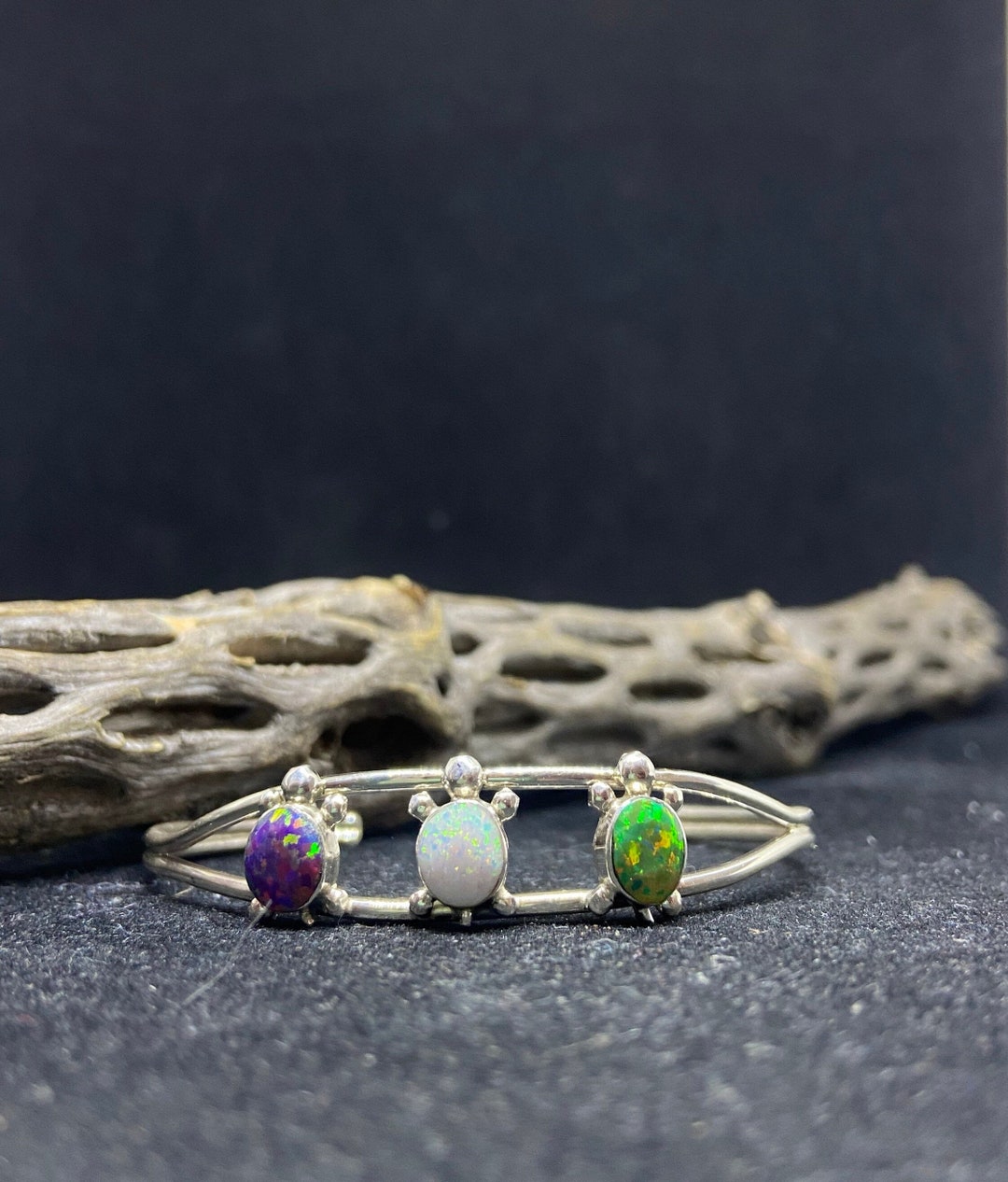 Handmade Native American Navajo Turtle Pink, White & Green Fire Opal ...