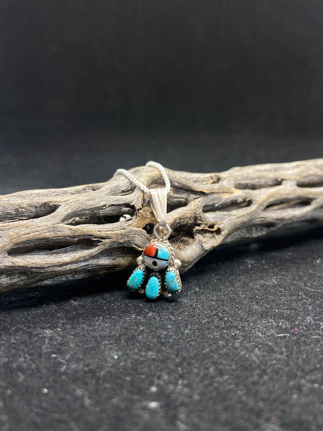 Handmade Native American Zuni Inlay Zuni Sun Face Sleeping Beauty ...