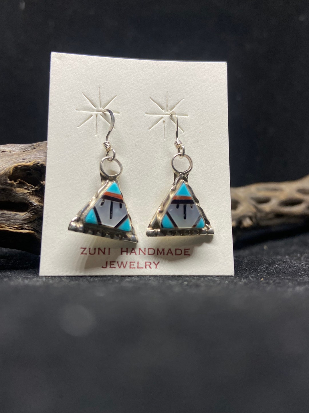 Handmade Native American Zuni Inlay Multi Stone / Multi Color Coral ...