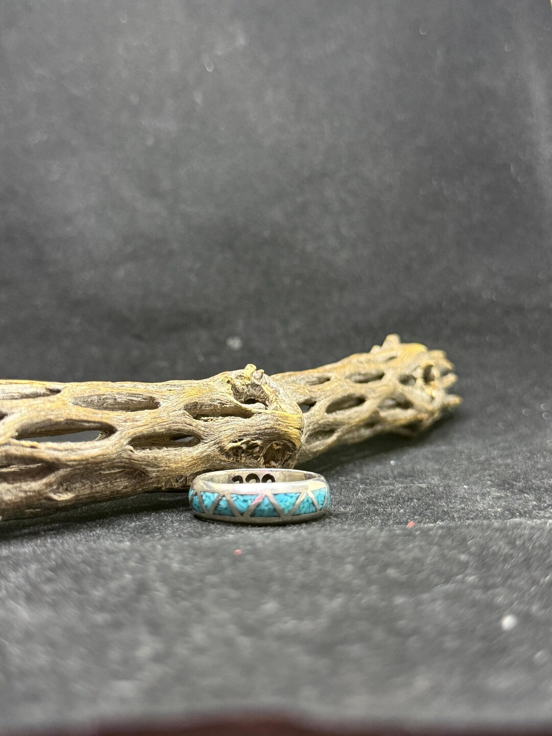 Handmade Native American Navajo Chip Inlay Sleeping Beauty Turquoise ...