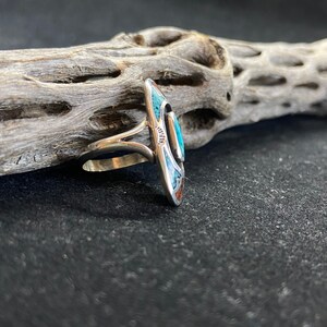 Handmade Native American Zuni Chip Inlay Sleeping Beauty Turquoise & Ox ...