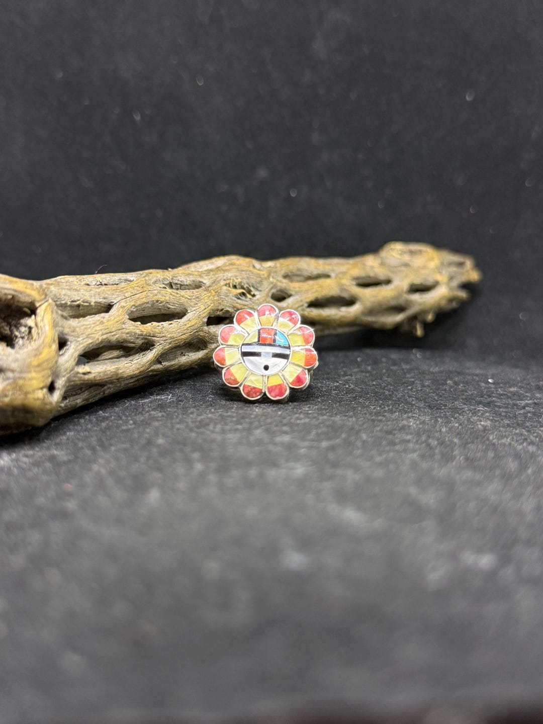 Handmade Native American Inlay Zuni Sun Face Turquoise, Jet, Coral ...