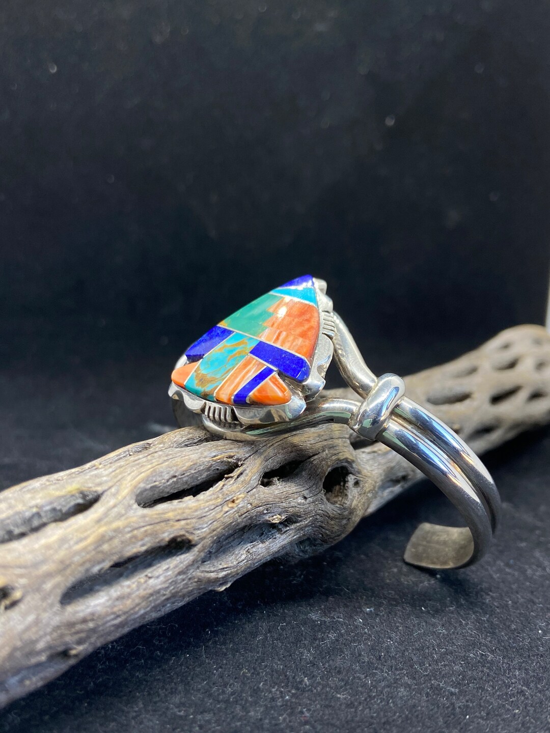 Native American Navajo Inlay Orange Spiny Oyster Shell, Turquoise ...