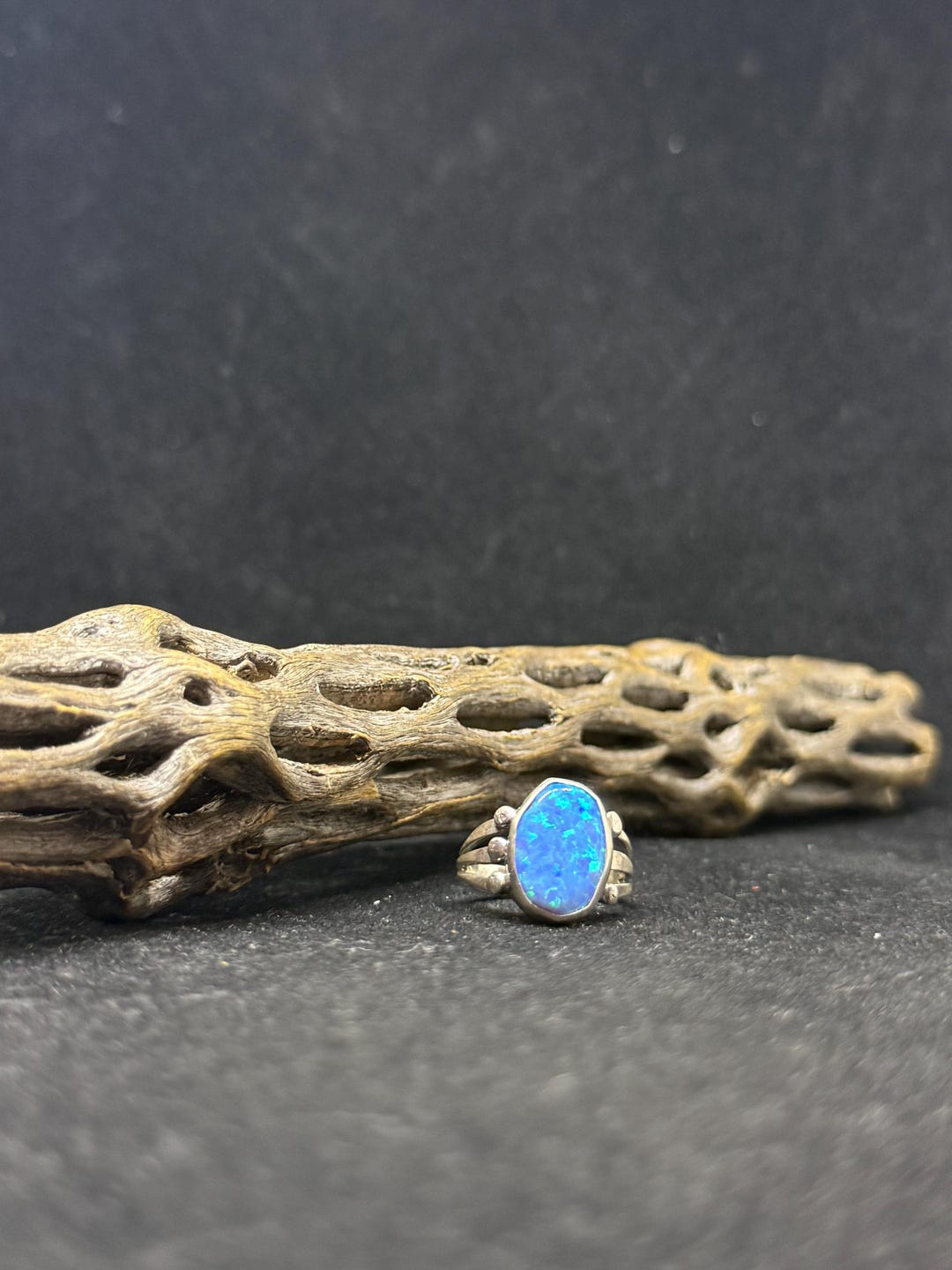 Handmade Native American Navajo Blue Fire Opal Sterling Silver Ring ...