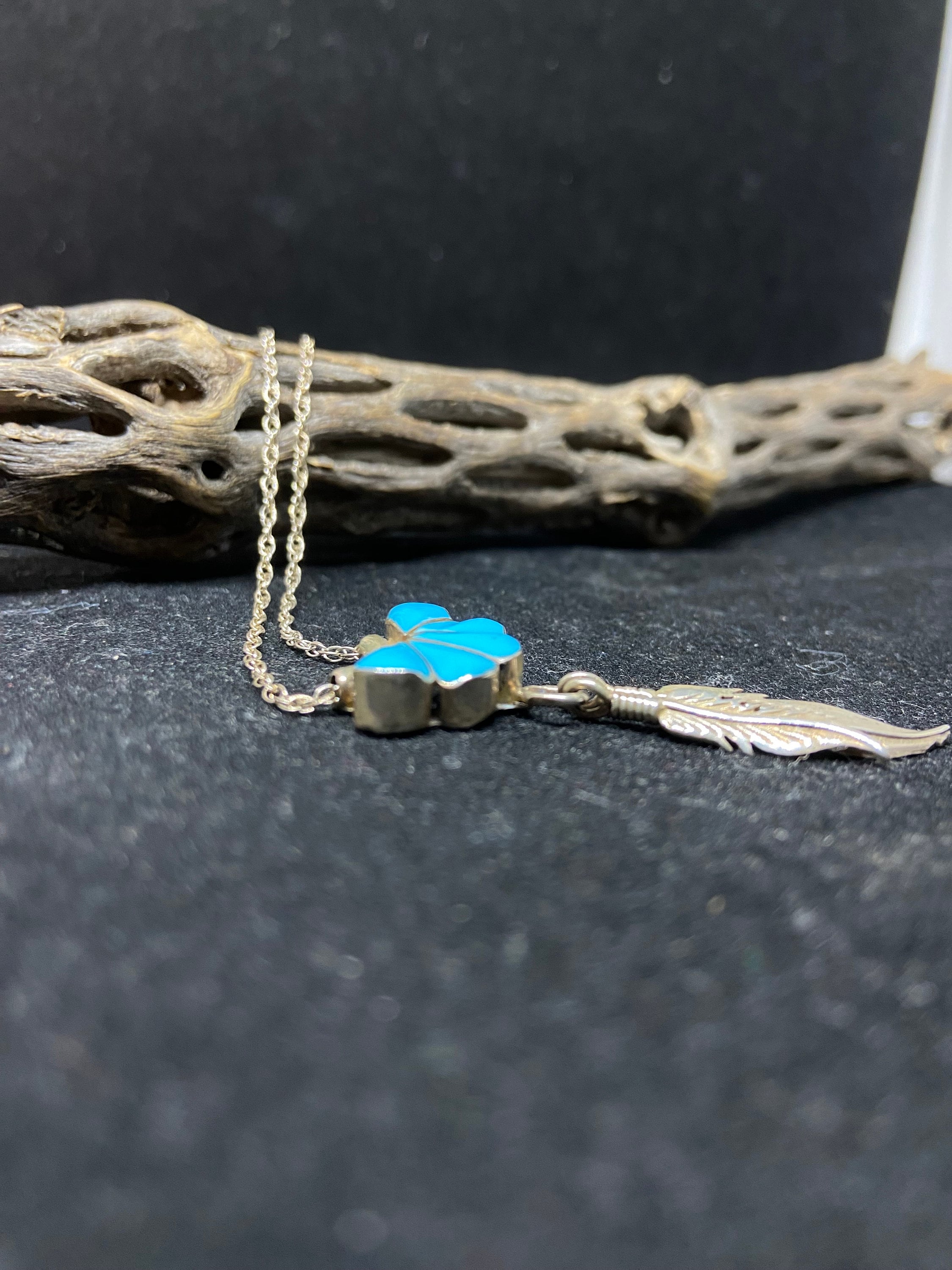 Handmade Native American Zuni Inlay Sleeping Beauty Turquoise Flower ...