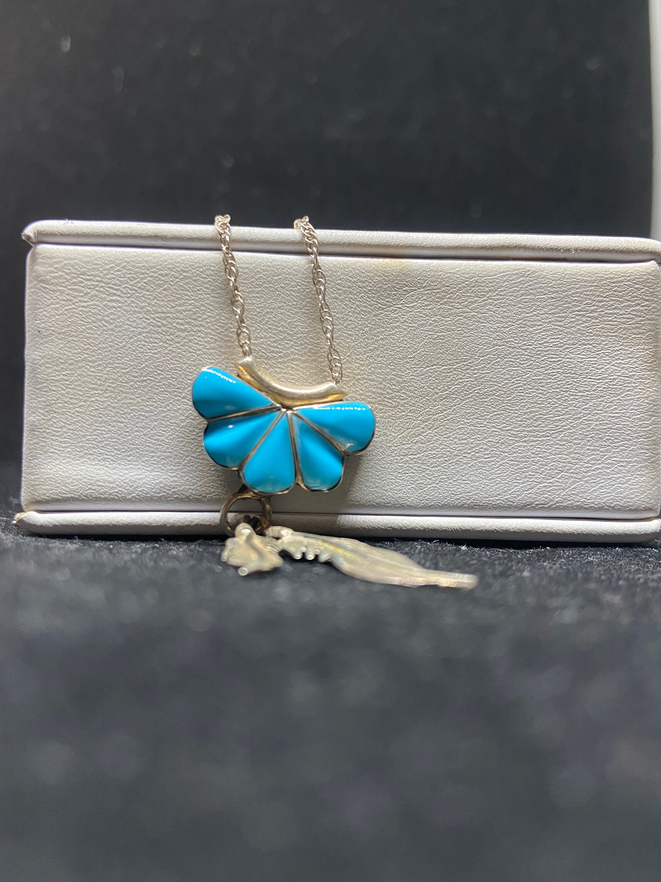 Handmade Native American Zuni Inlay Sleeping Beauty Turquoise Flower ...