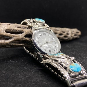 Handmade Native American Navajo Sonoran Gold Turquoise Sterling Silver ...