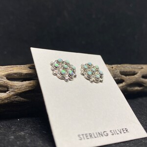 Handmade Native American Zuni White Fire Opal Sterling Silver Flower ...
