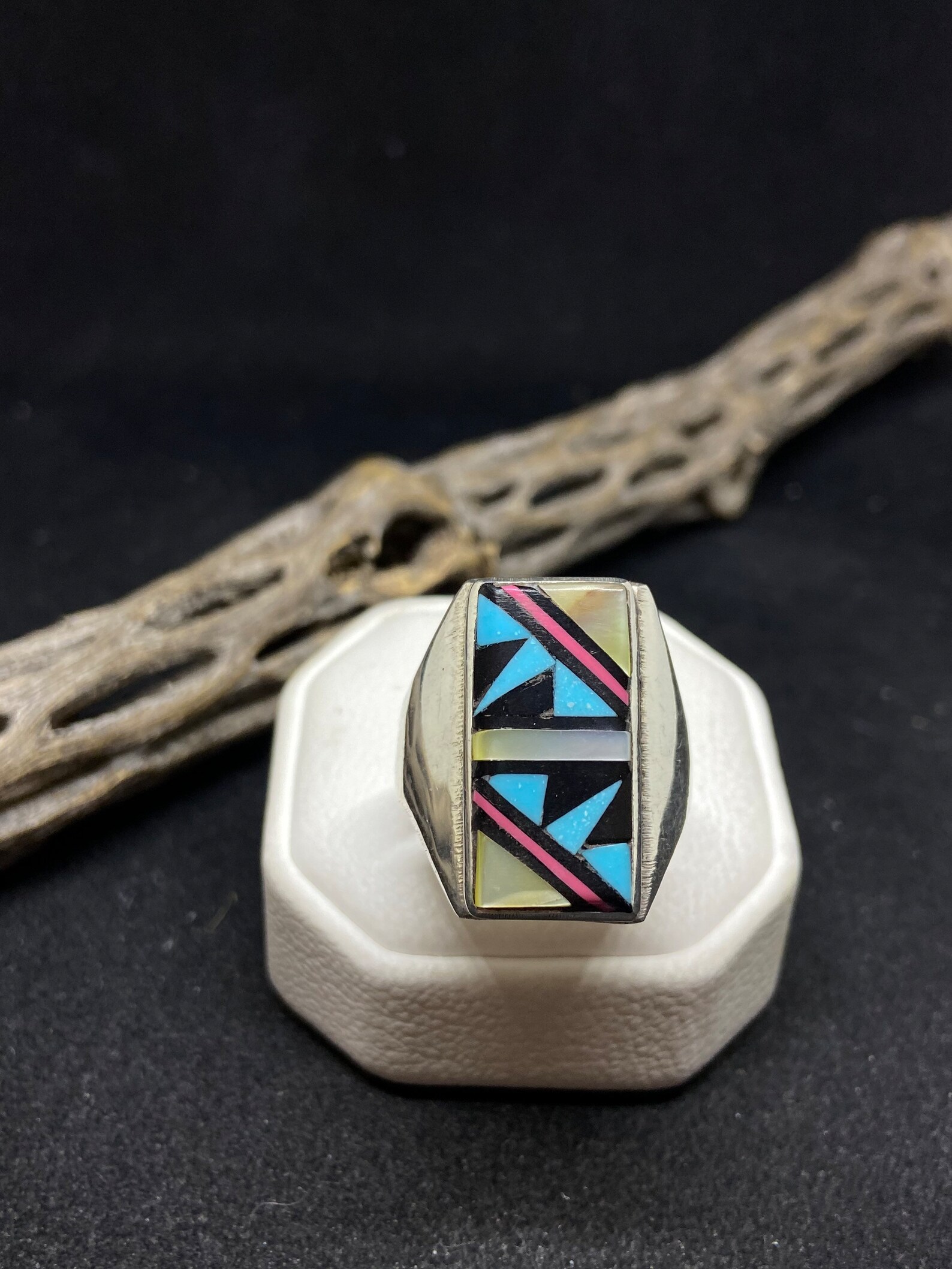 Native American Zuni Inlay Multi Color / Multi Stone Coral & - Etsy