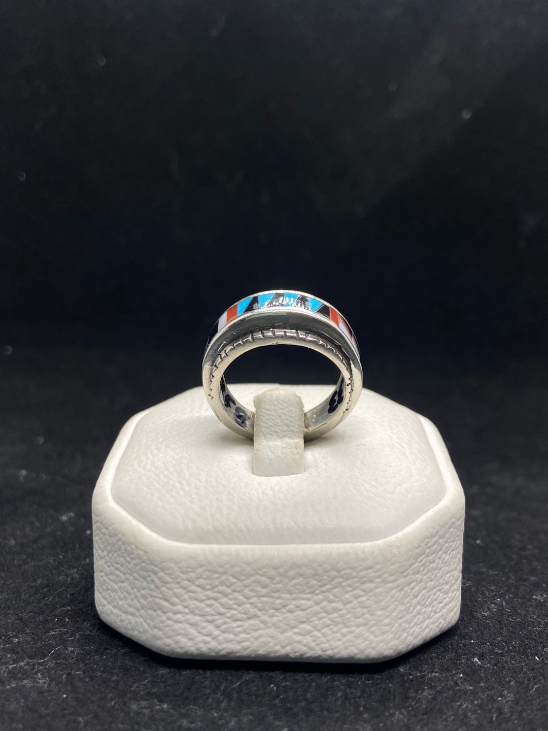 Handmade Native American Zuni Inlay Multi-color / Multistone Sterling ...