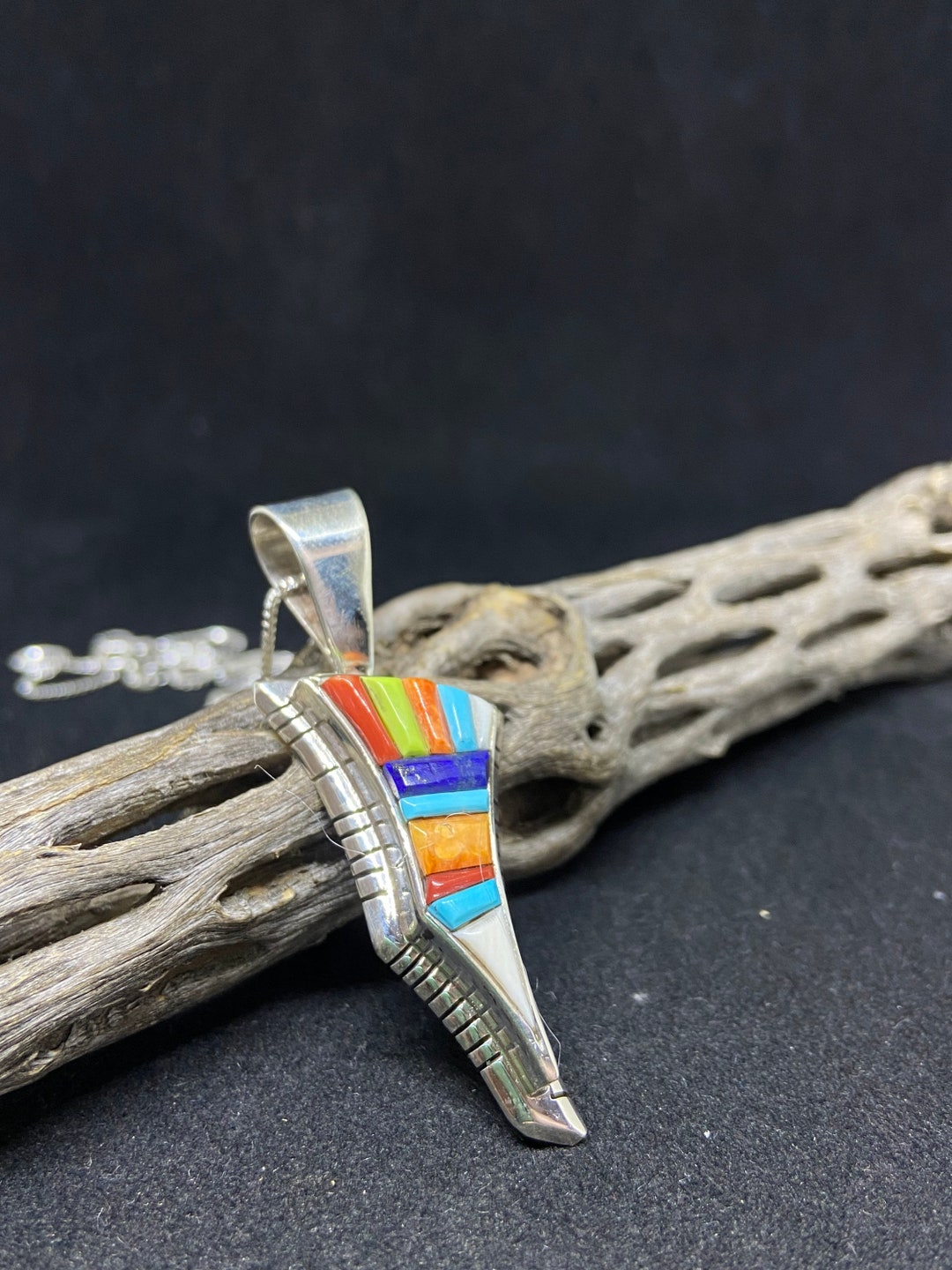 Handmade David Tune Native American Creek Navajo Raised Inlay ...