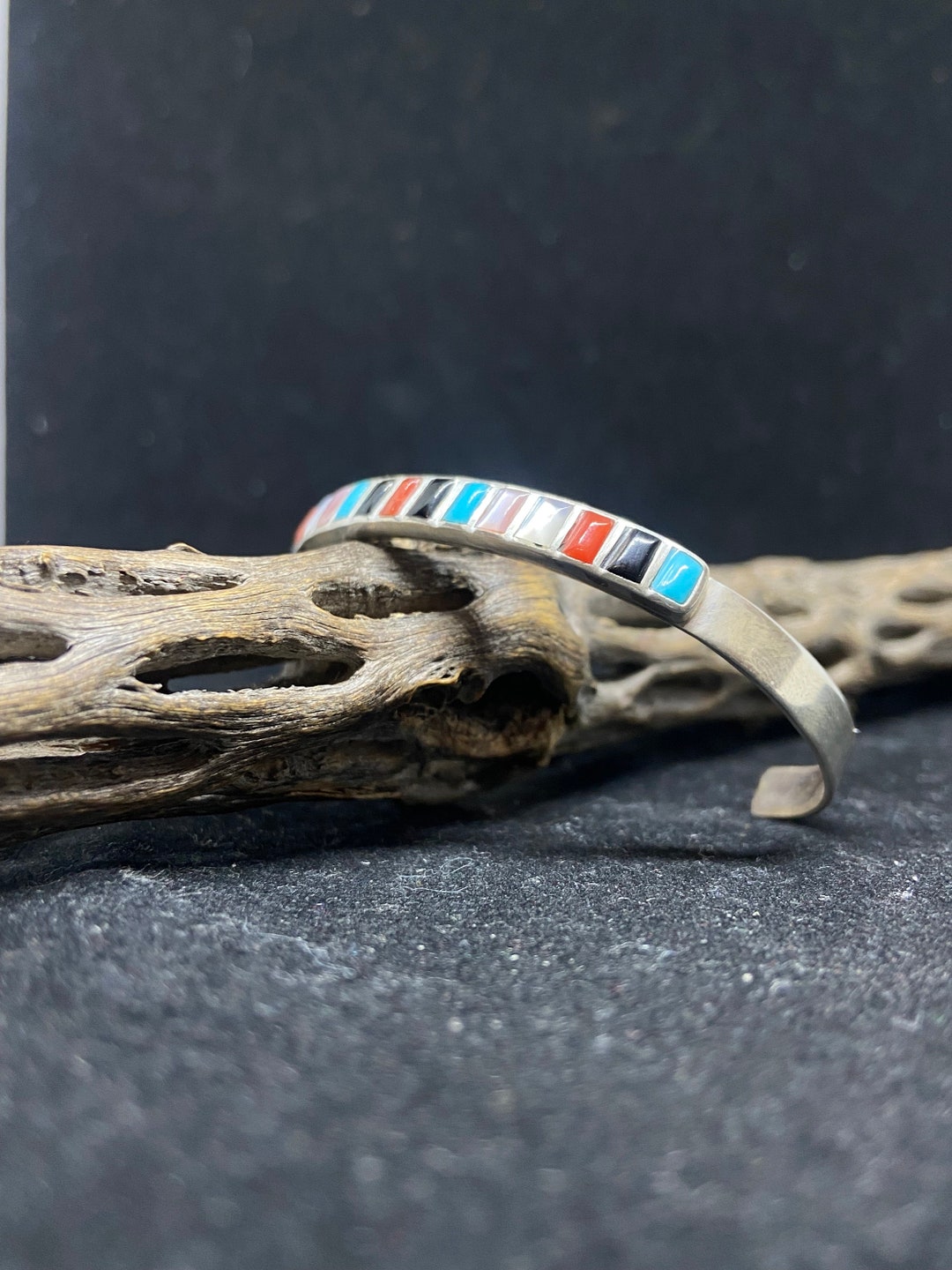 Handmade Native American Zuni Inlay Multi Stone / Multicolor Turquoise ...