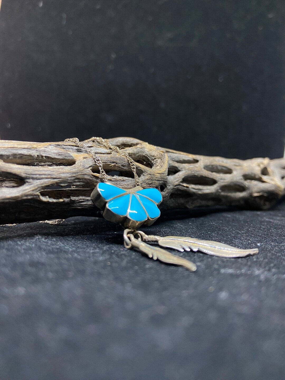 Handmade Native American Zuni Inlay Sleeping Beauty Turquoise Flower ...