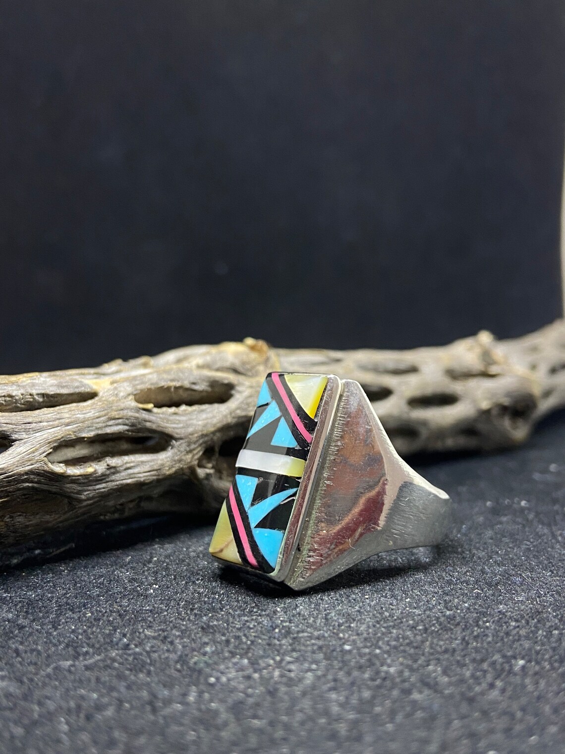 Native American Zuni Inlay Multi Color / Multi Stone Coral & - Etsy