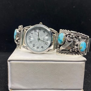 Handmade Native American Navajo Sonoran Gold Turquoise Sterling Silver ...