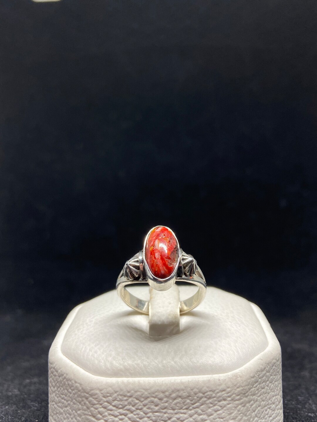 Handmade Native American Navajo Red Spiny Oyster Shell Sterling Silver ...