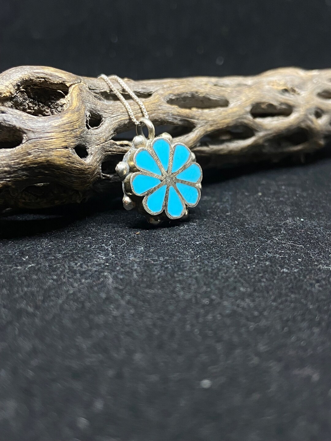 Handmade Native American Zuni Inlay Sleeping Beauty Turquoise Sterling ...