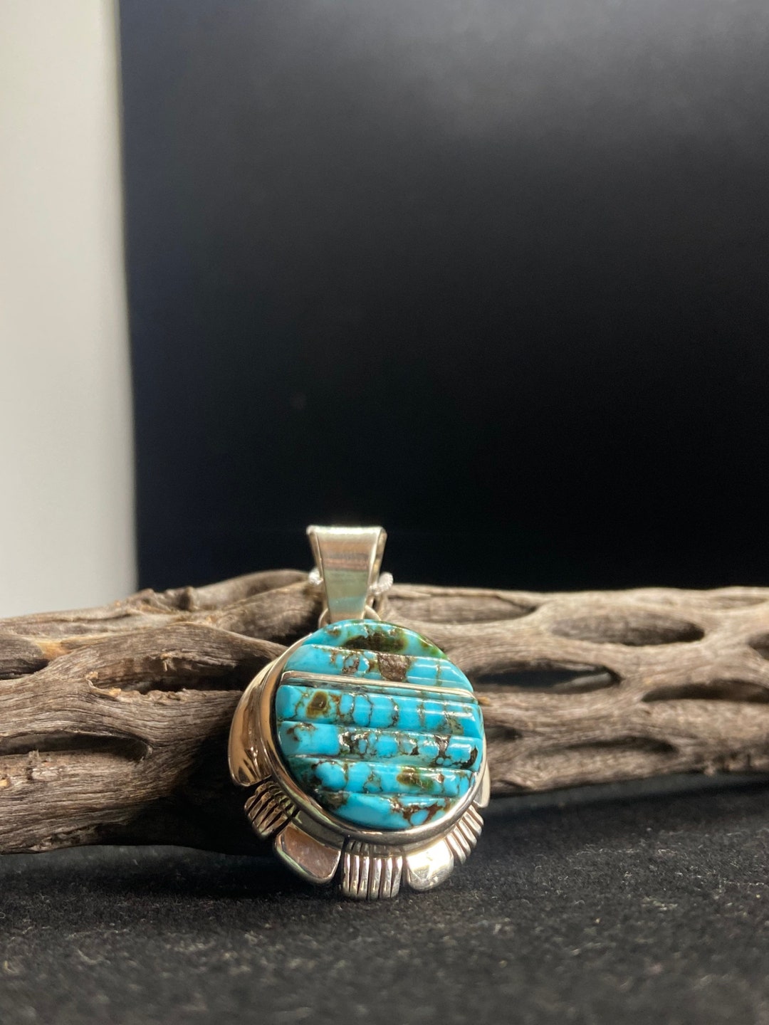 Handmade Native American Navajo Raised Inlay Sonoran Gold Turquoise ...