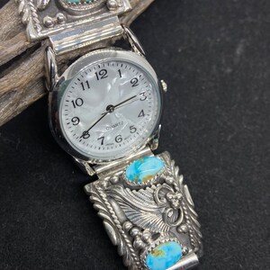 Handmade Native American Navajo Sonoran Gold Turquoise Sterling Silver ...