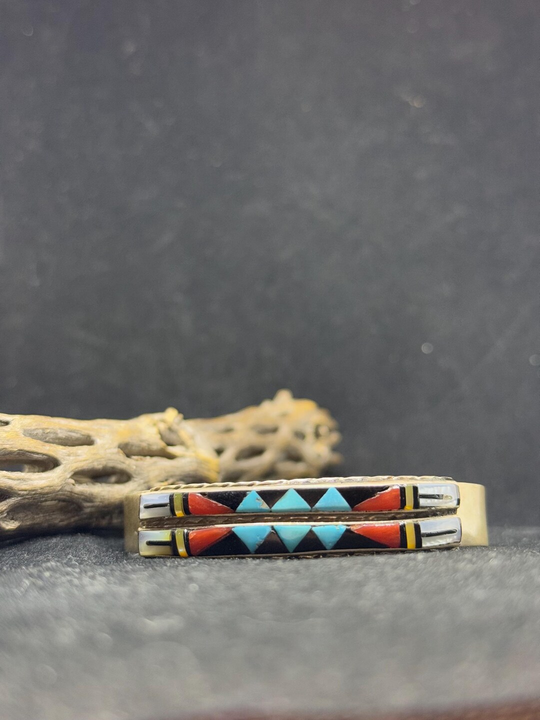 Handmade Native American Zuni Inlay Multi Stone / Multicolor Turquoise ...