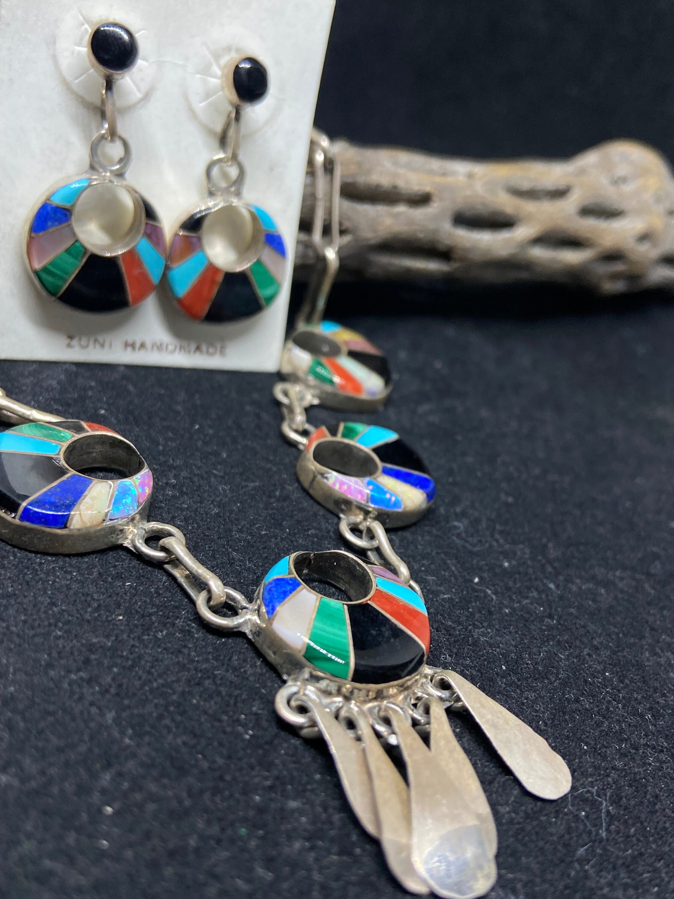 Handmade Native American Zuni Inlay Multicolor / Multi Stone Sterling ...