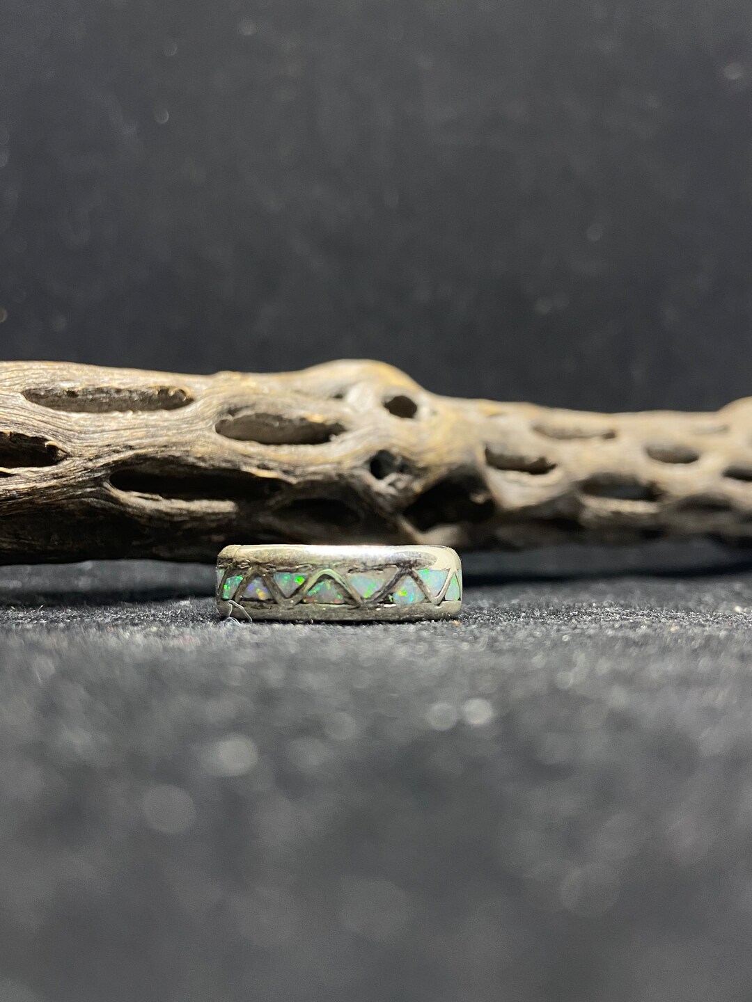 Handmade Native American Zuni Inlay White Fire Opal Sterling Silver ...