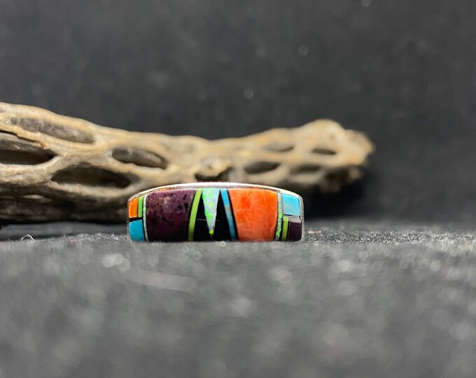 Handmade Native American Navajo Inlay Multi Stone / Multi Color ...