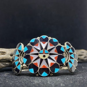 Handmade Native American Zuni Inlay Sleeping Beauty Turquoise - Etsy