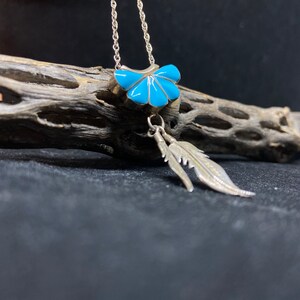 Handmade Native American Zuni Inlay Sleeping Beauty Turquoise Flower ...
