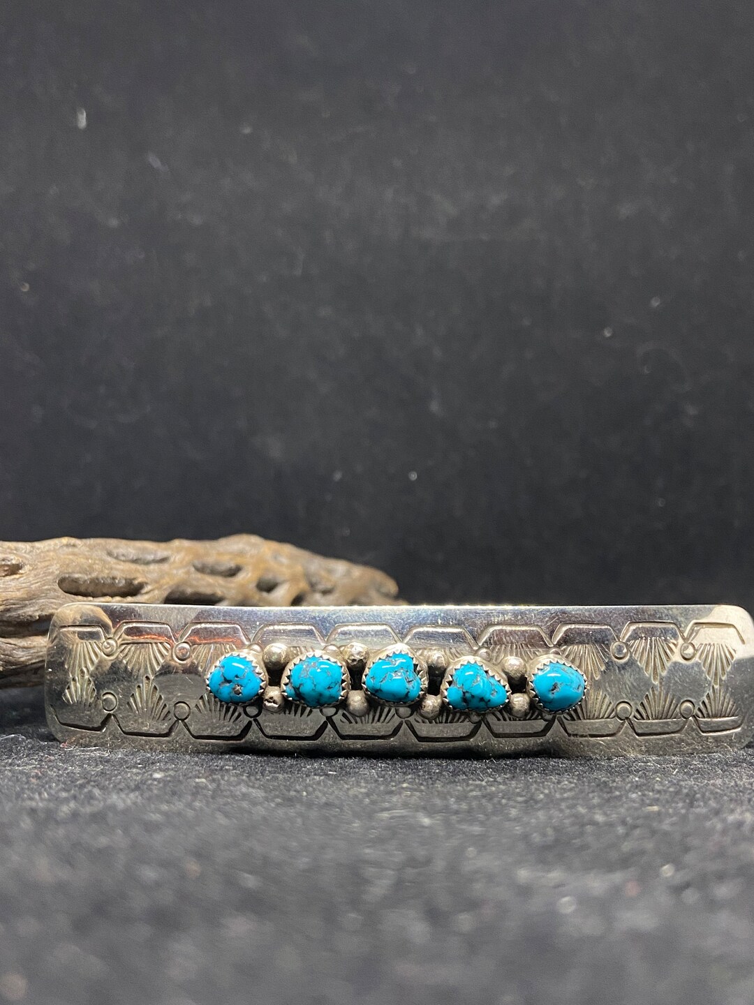 Handmade Native American Navajo King Man Turquoise Sterling Silver Hair ...