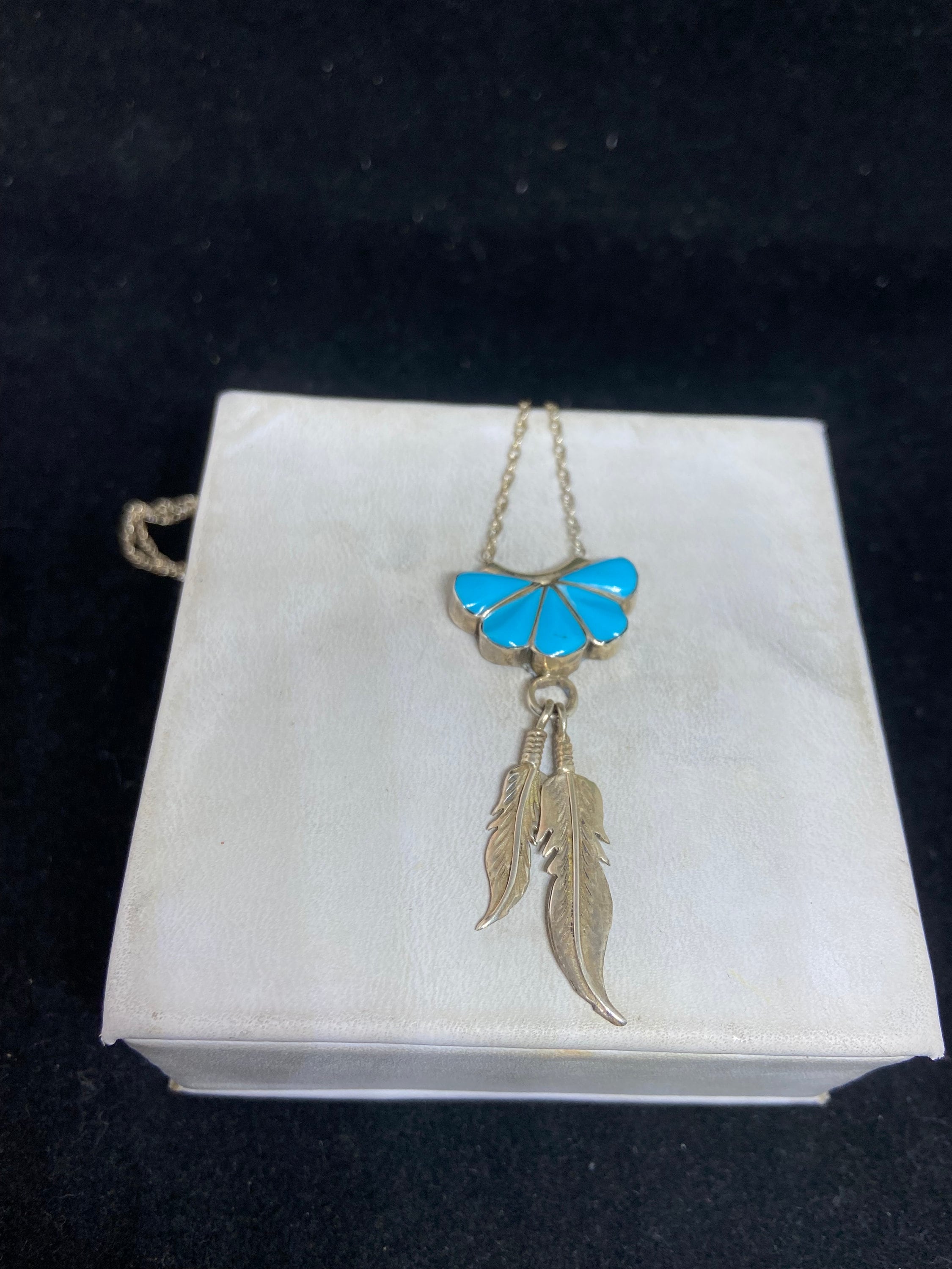 Handmade Native American Zuni Inlay Sleeping Beauty Turquoise Flower ...