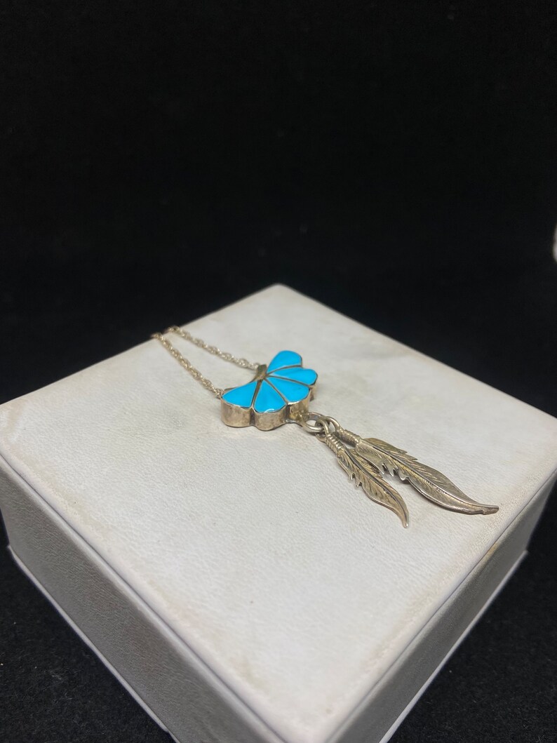 Handmade Native American Zuni Inlay Sleeping Beauty Turquoise Flower ...