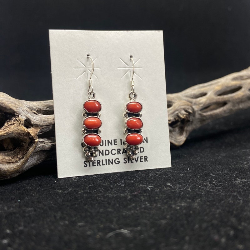 Native American Coral Earrings - Etsy