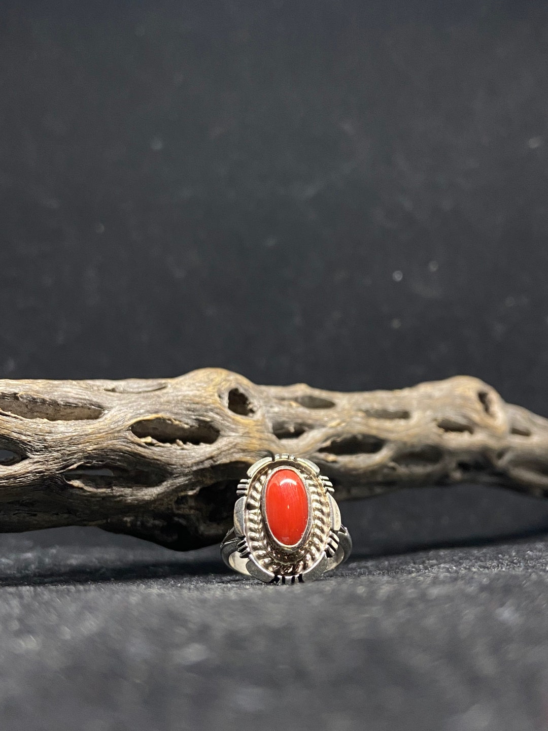 Handmade Native American Navajo Ox Blood Coral Sterling Silver Ring ...