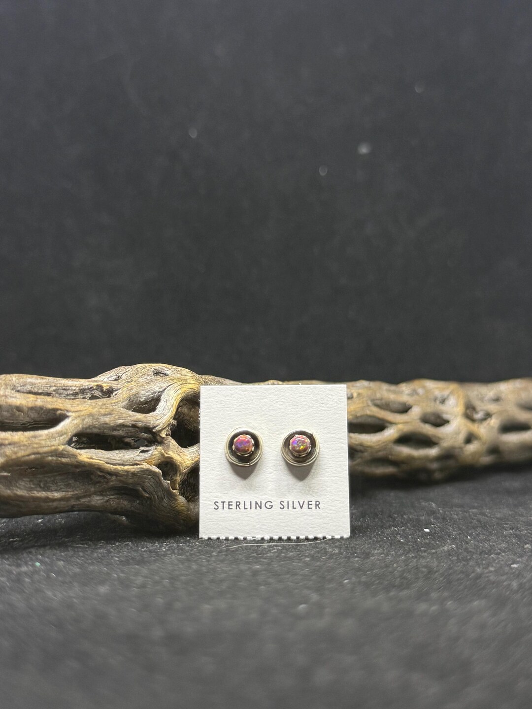 Handmade Native American Zuni Red Fire Opal Sterling Silver Stud ...